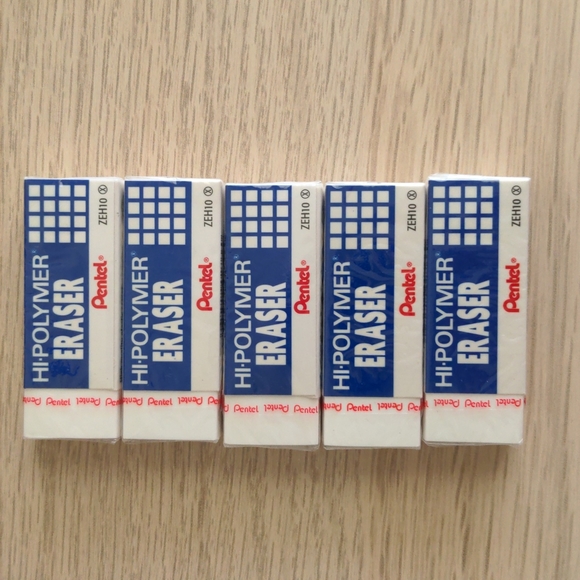 Pentel | Office | Pentel Hipolymer Eraser 5 Individually Packed Erasers ...